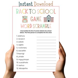 Back to School Word Scramble - First Day of School Game - Ice Breaker ...