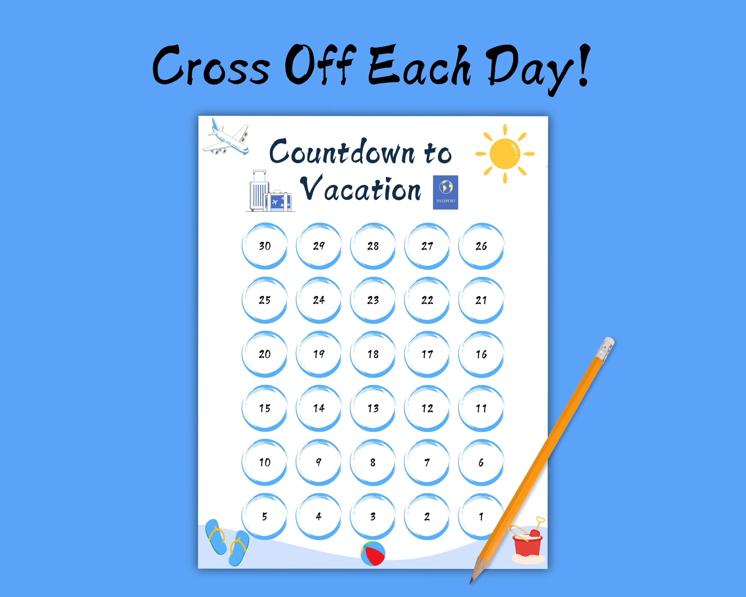 30 Day Vacation Countdown Calendar: Family Trip Planner (PDF) - Etsy