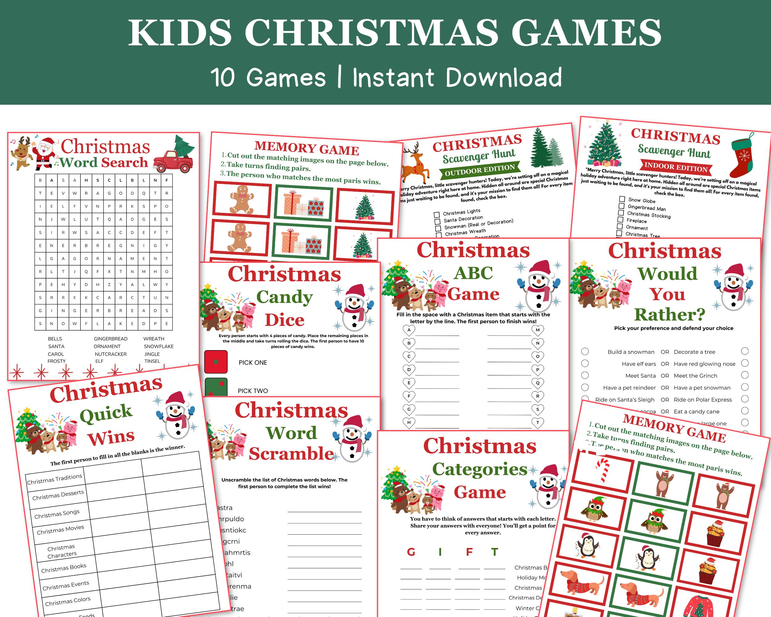 Kids Christmas Games Bundle: Printable Holiday Activities (PDF) - Etsy