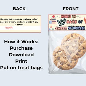 100th Day of School Treat Bag Toppers (PDF) - Etsy