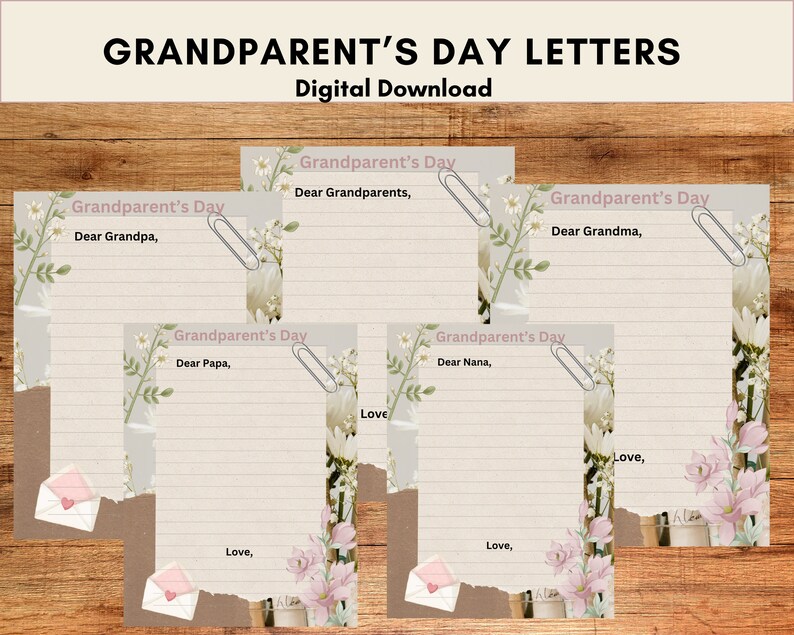 Grandparents Day Letter Templates: Floral Keepsake (PDF) - Etsy