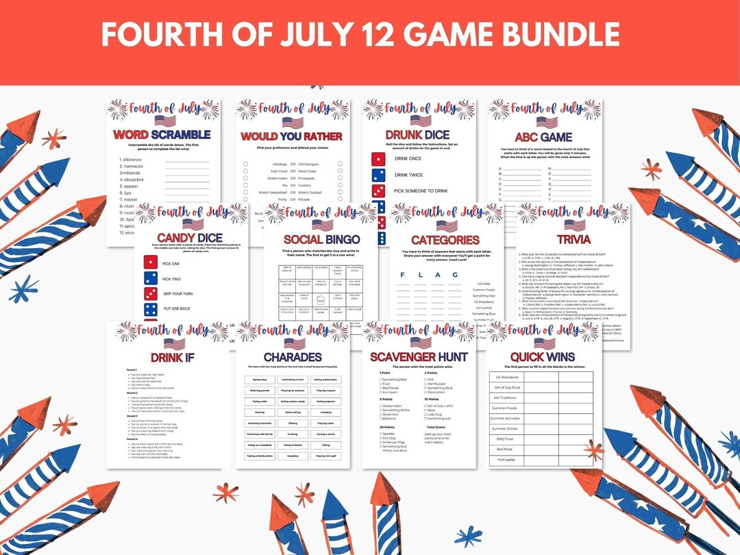 Fourth of July Games Bundle: Patriotic Family Fun (PDF) - Etsy
