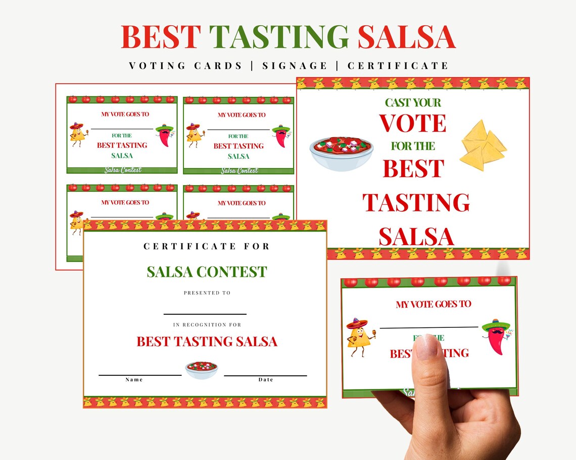 Salsa Contest Kit: Printable Certificates, Ballots, and Scorecards ...