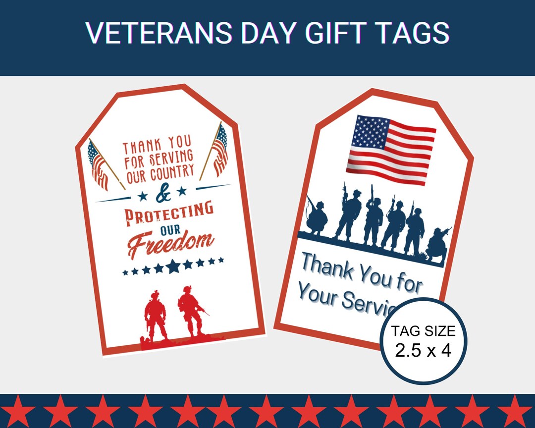 Veterans Day Gift Tags: Patriotic Thank You Designs (digital Download ...