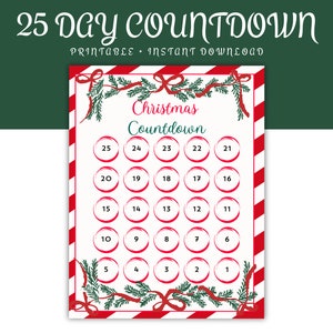 Christmas Countdown - 25 Days to Santa - Days Until Christmas - Holiday ...
