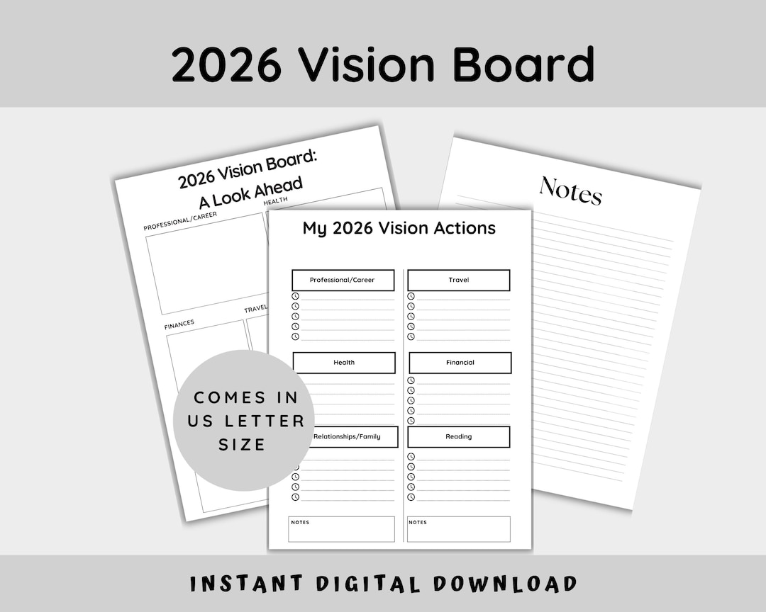 2026 Vision Board Template: Aspirational Goals Planner (PDF) - Etsy