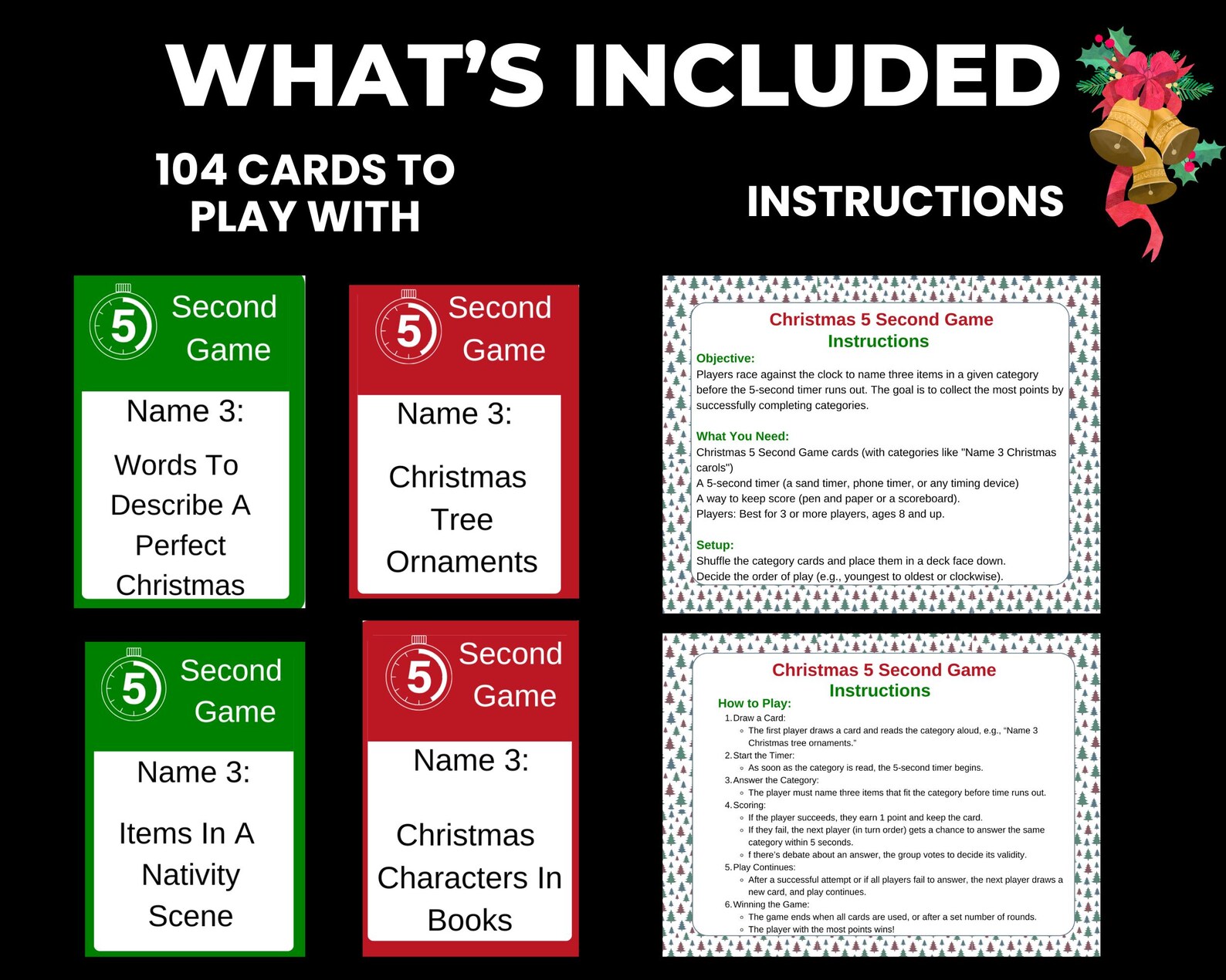 Christmas 5 Second Game: Printable Holiday Party Activity (PDF) - Etsy