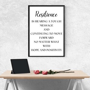 Resilience Quote Office Decor - Positive Mindset - Work Inspiration ...