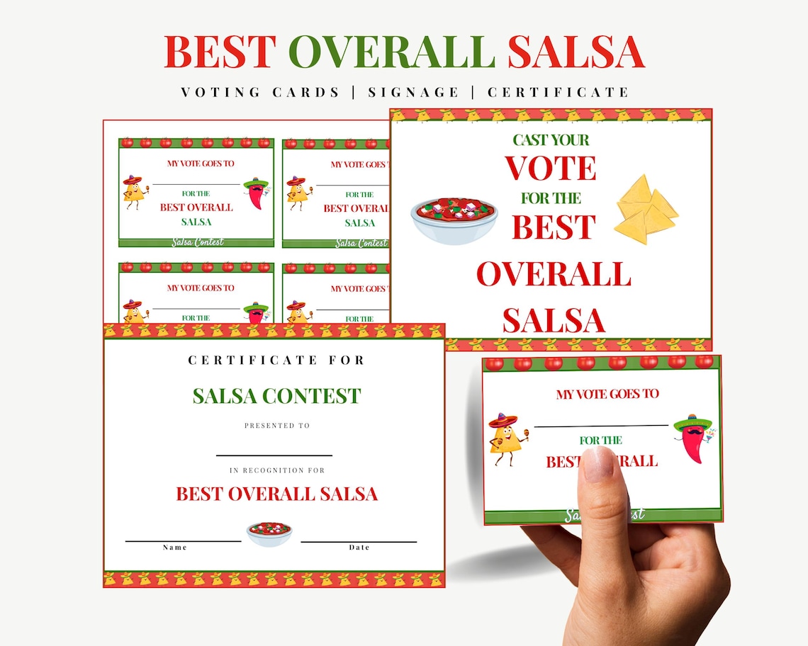 Salsa Contest Kit: Printable Certificates, Ballots, and Scorecards ...
