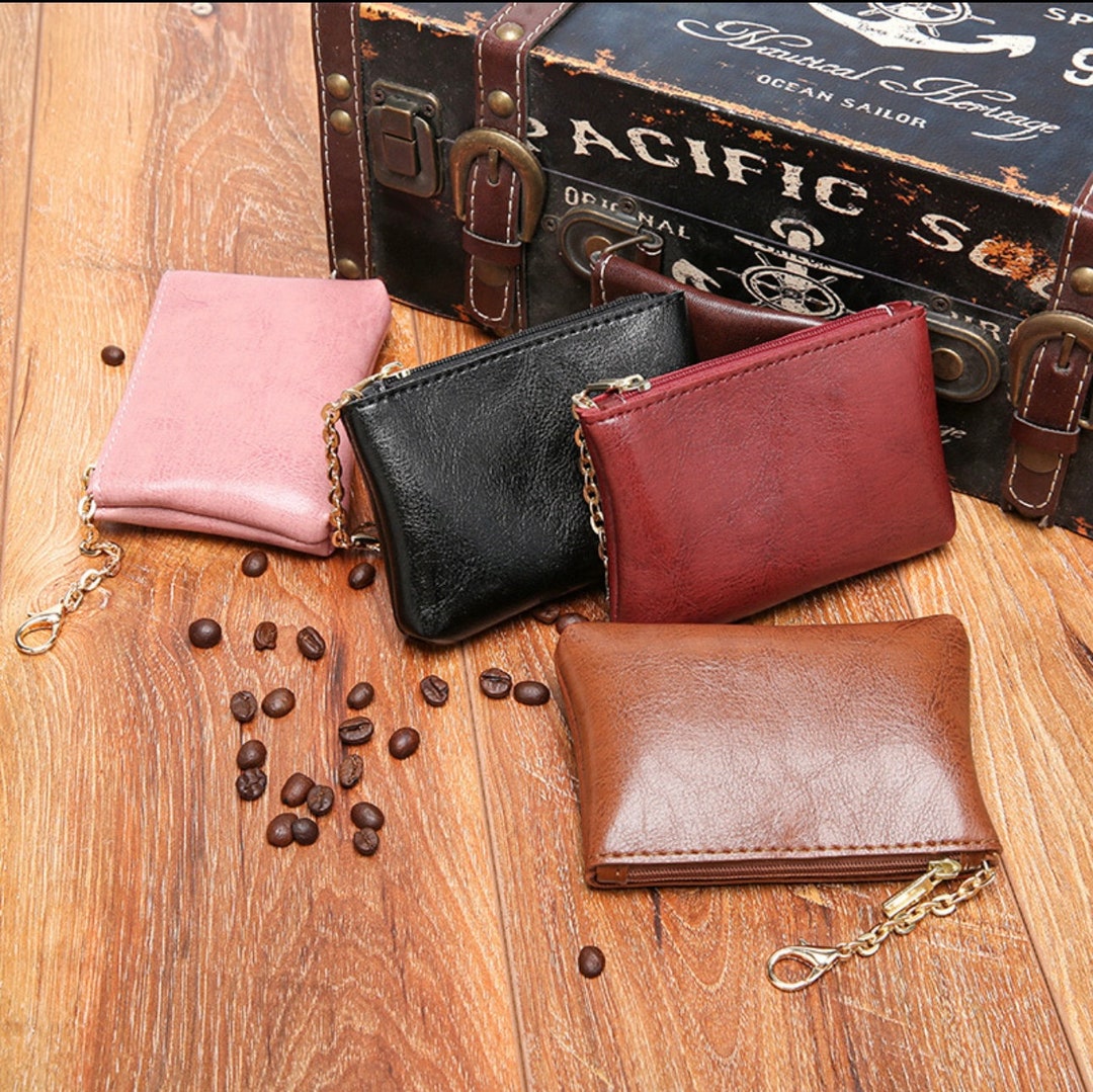 Leather Key Pouch, Keychain Pouch, Pouch With Long Chain, Personalize ...