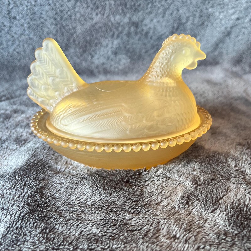 Hen on Nest Glass Rose - Etsy