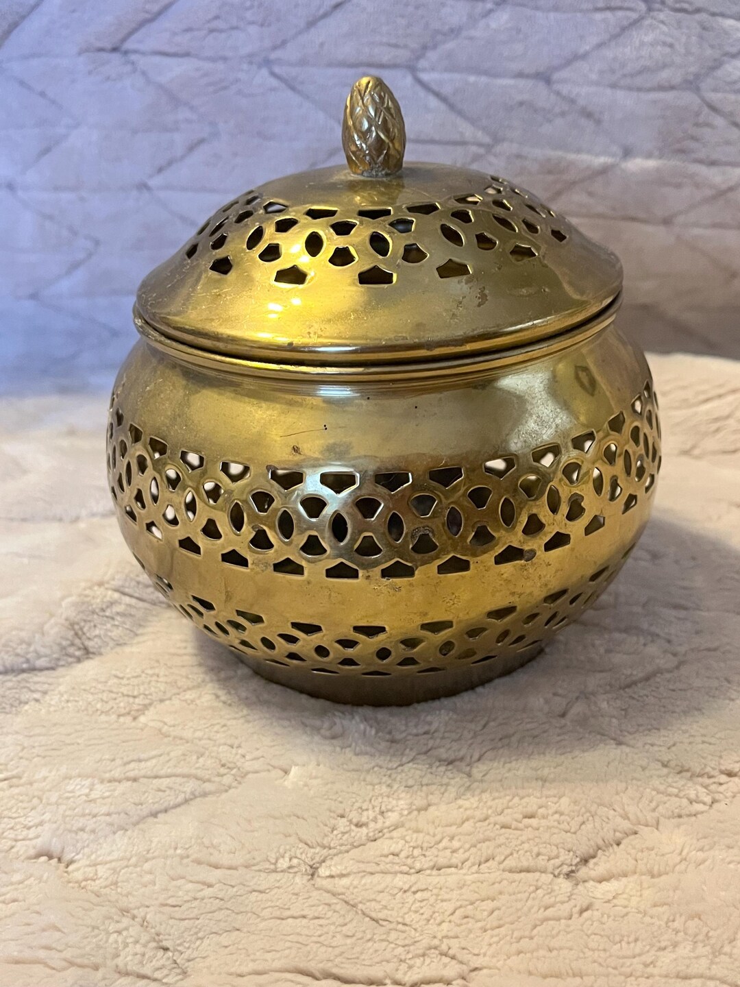 Vintage Brass Art Ware Potpourri Container or Garlic Keeper With Lid - Etsy