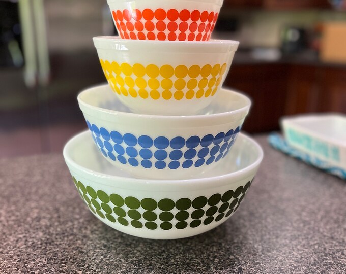 Green Dot Bowl, Pyrex Green Dot Bowl, Pyrex Dot, Bowl 404 - Etsy