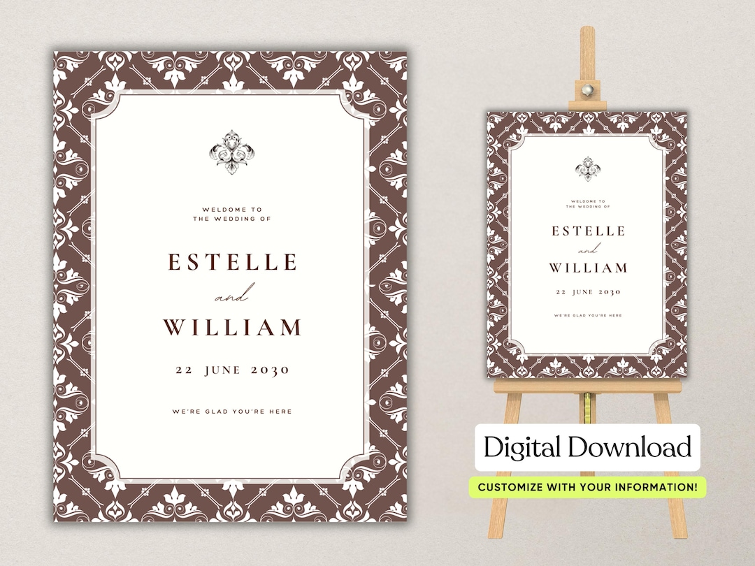 Vintage Frame Wedding Sign Ornate Border Design Classic Elegant Style ...