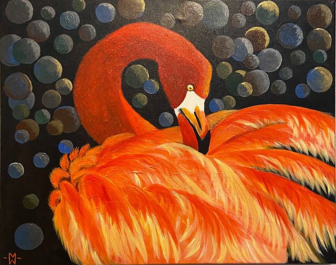 Magic Flamingo Art Wall Decoration Bright Painting - Etsy