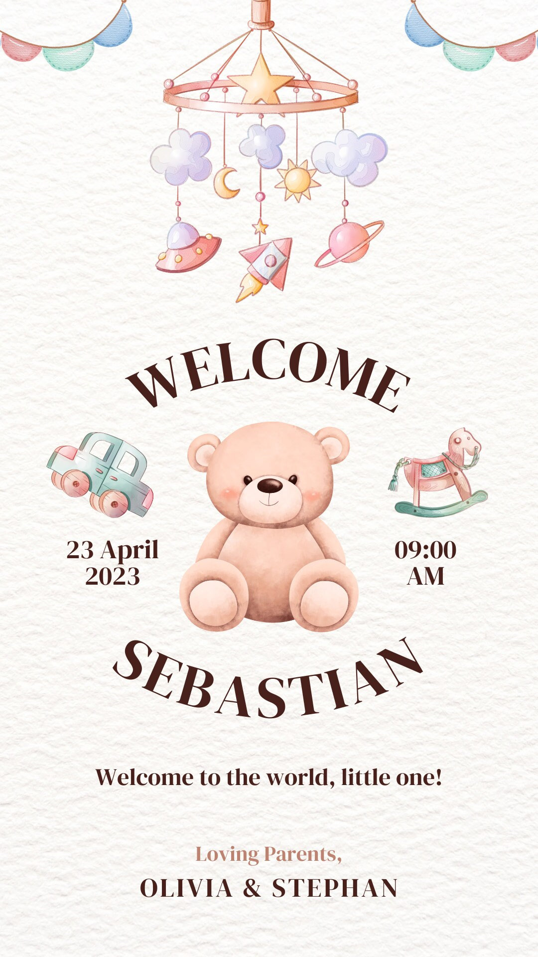 BIRTH CARD - Editable Template - Canva - Welcome Baby - Etsy