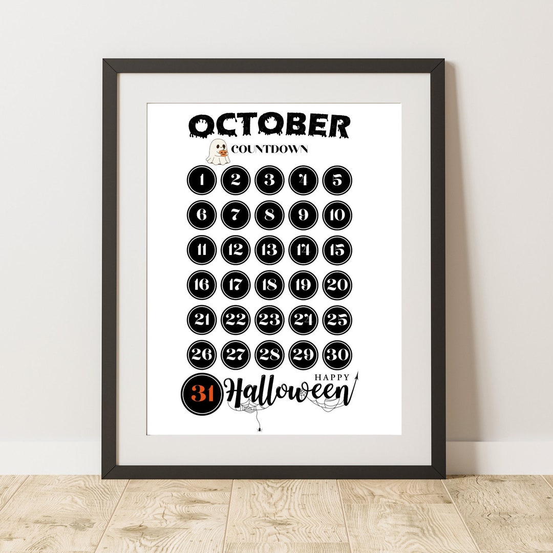 Countdown Halloween Instant Download Wall Art Halloween Printable Wall ...