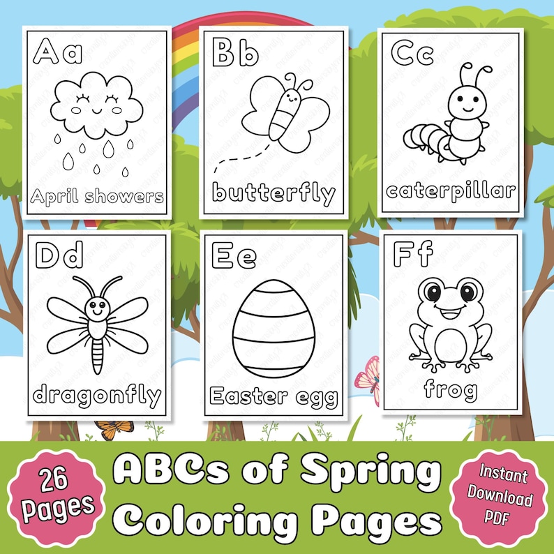 Abcs of Spring Coloring Pages | Early Learning Worksheets for Little ...
