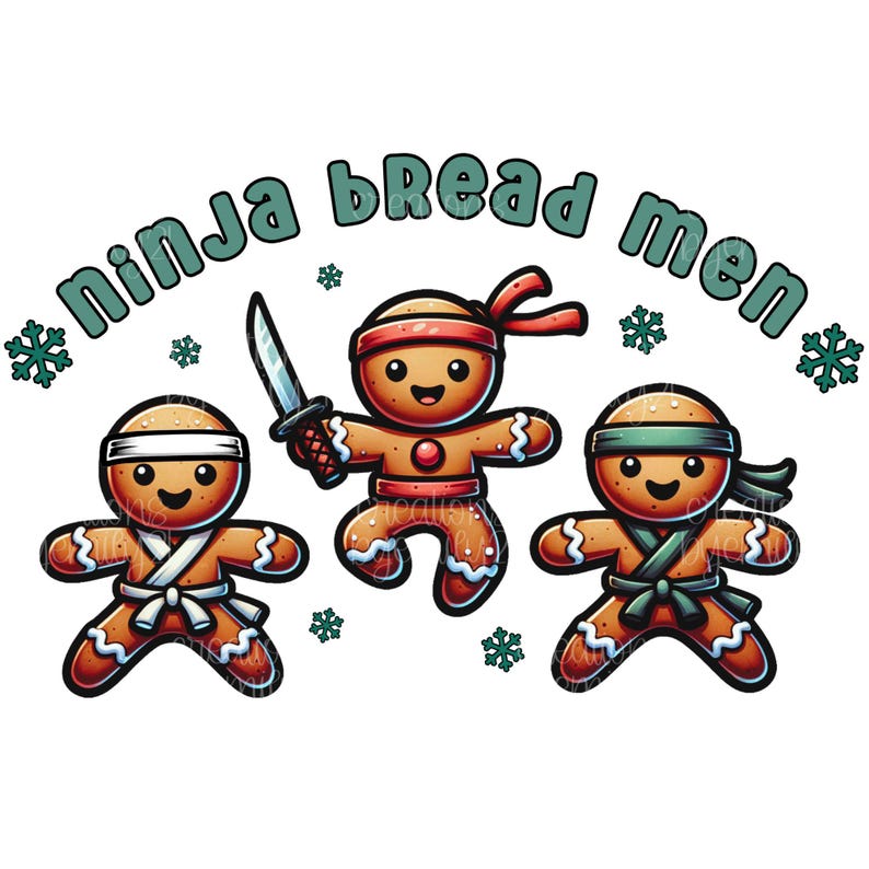 Ninja Bread Men PNG | Funny Gingerbread Cookie Art | Quirky Holiday ...