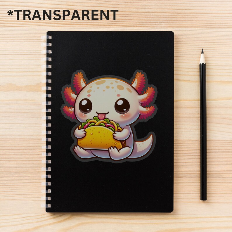 Axolotl Eating Taco Sticker, Vinyl Kiss-cut Sticker, Journal Sticker ...