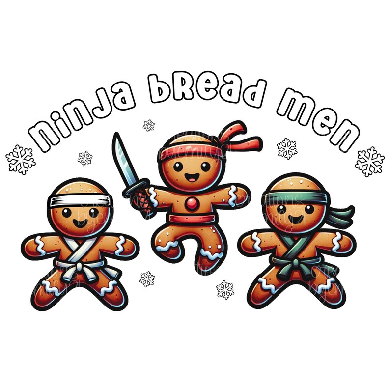 Ninja Bread Men PNG | Funny Gingerbread Cookie Art | Quirky Holiday ...