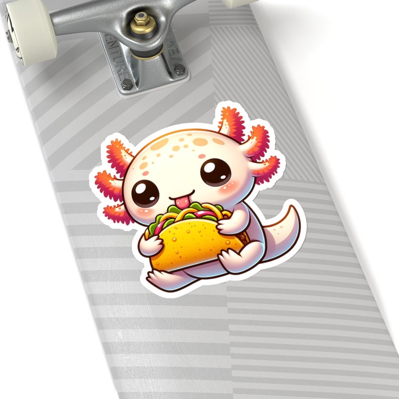 Axolotl Eating Taco Sticker, Vinyl Kiss-cut Sticker, Journal Sticker ...