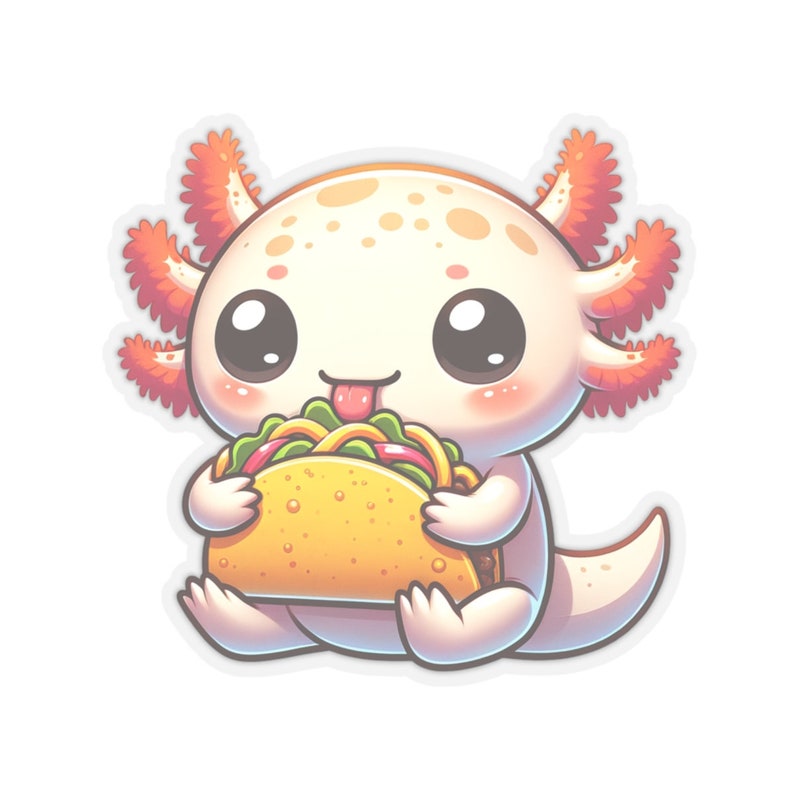 Axolotl Eating Taco Sticker, Vinyl Kiss-cut Sticker, Journal Sticker ...