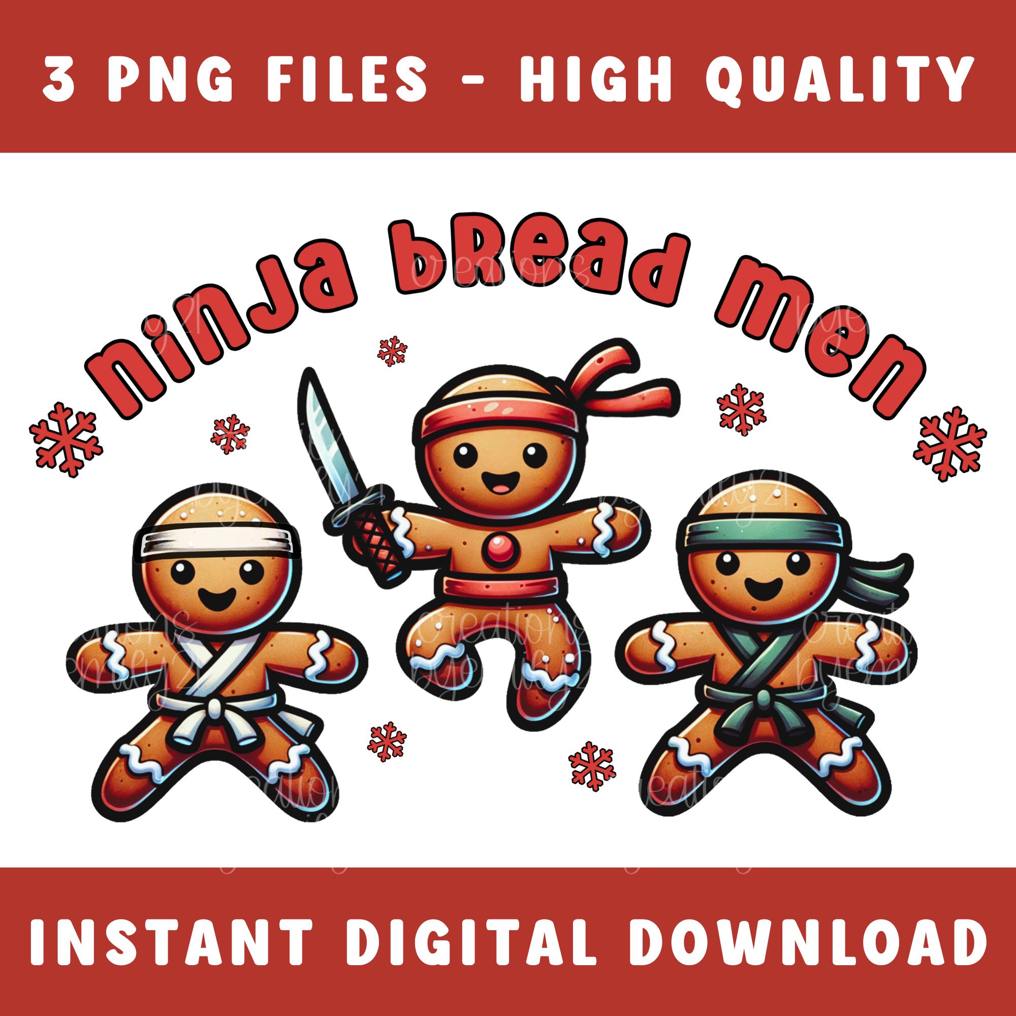 Ninja Bread Men PNG | Funny Gingerbread Cookie Art | Quirky Holiday ...
