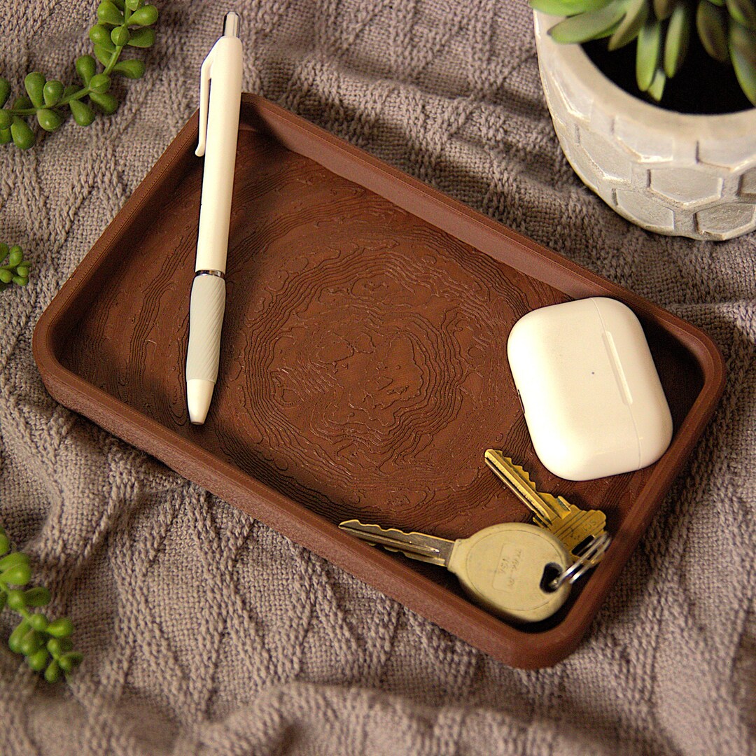 Key Tray Rustic Catchall Dish Entryway Organizer Wood Grain Texture ...