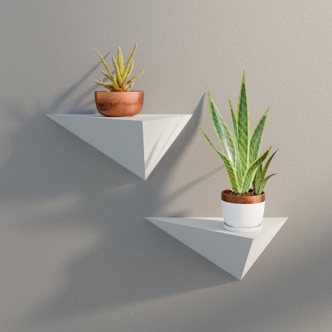 Triangle Wall Shelf Geometric Floating Shelf Hanging Display Shelf for ...