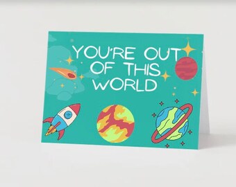 Space Valentine, Printable Valentine, Kids, Digital File, Class ...