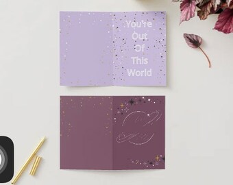 Out of This World Card Space Greeting Card Minimalistic - Etsy