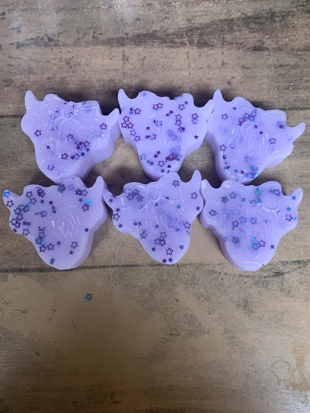 Highland Cow Cow Shape Wax Tarts Purple and Glittery. Scent is Pink ...