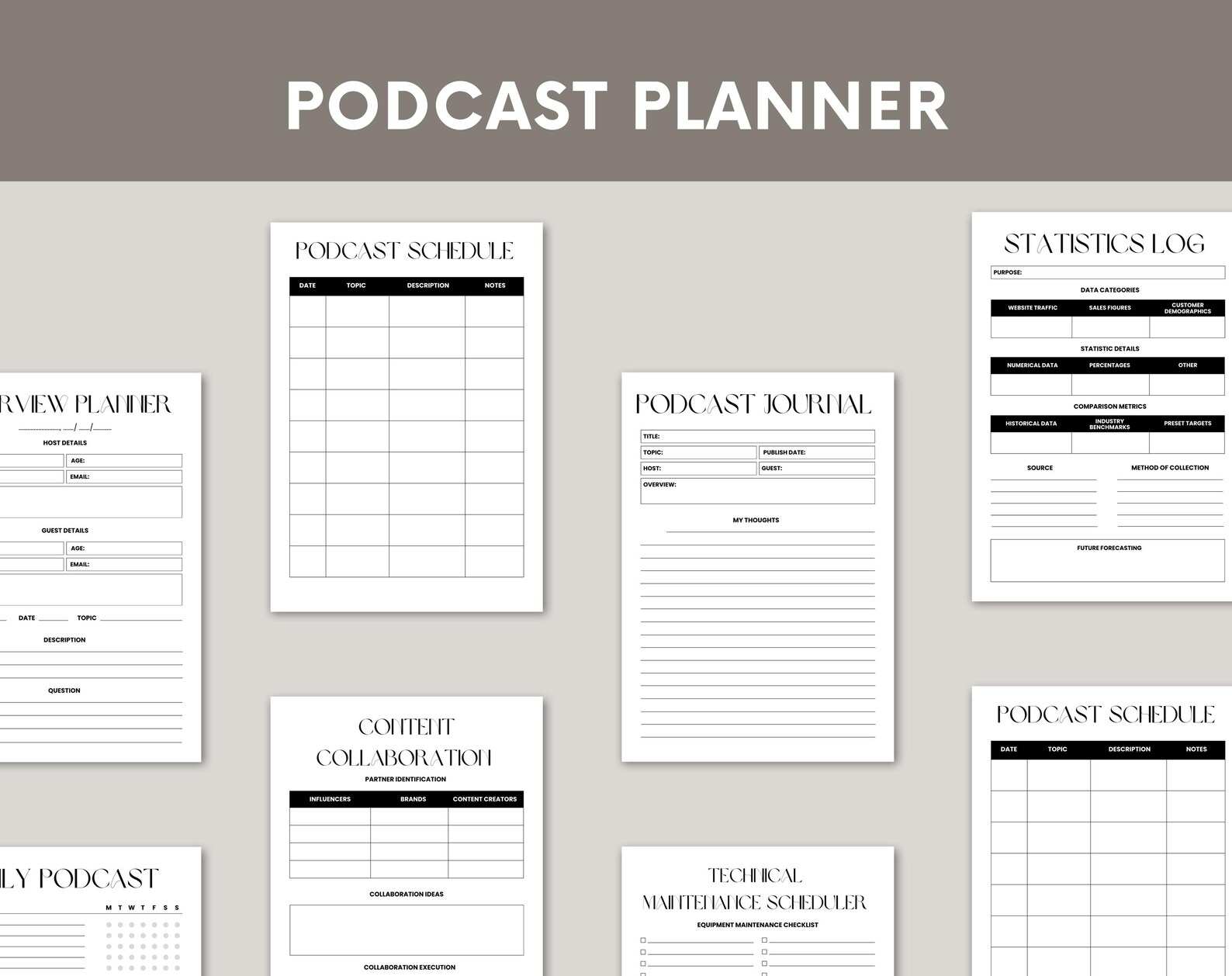 Podcast Planner Printable Podcast Planner Organize Your Podcast Content ...