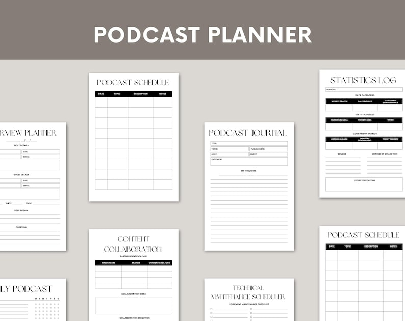 Podcast Planner Printable Podcast Planner Organize Your Podcast Content ...
