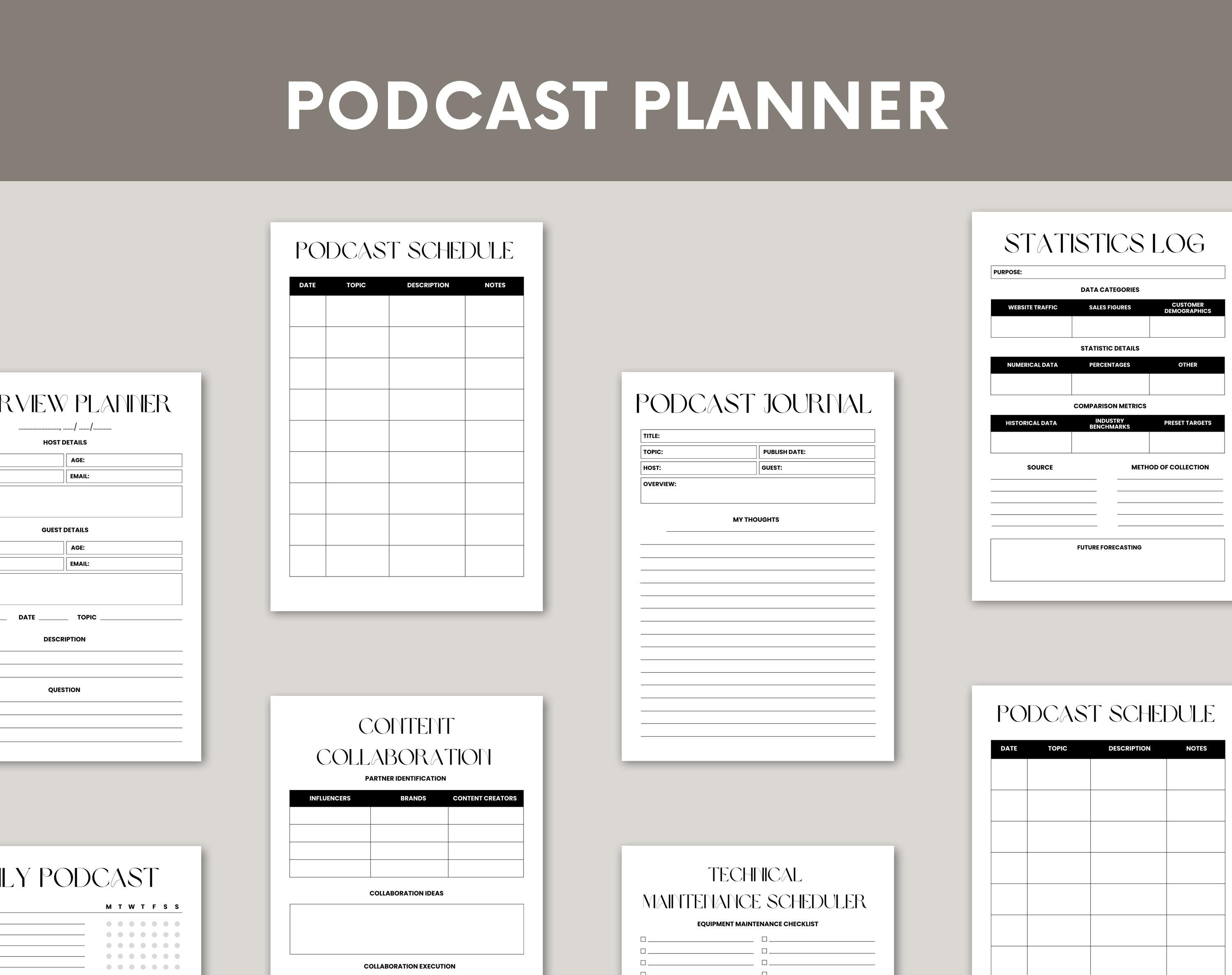 Podcast Planner Printable Podcast Planner Organize Your Podcast Content ...