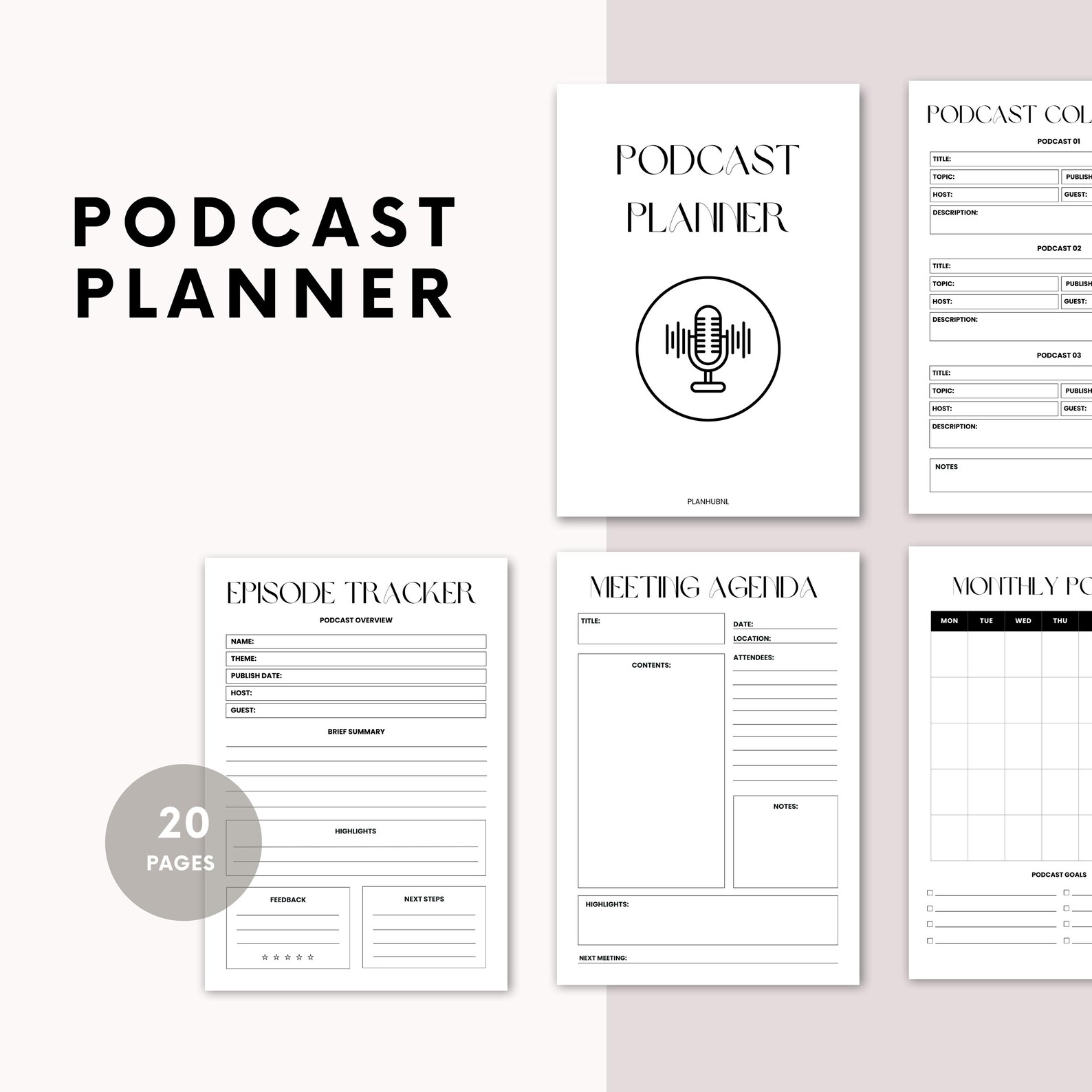 Podcast Planner Printable Podcast Planner Organize Your Podcast Content ...
