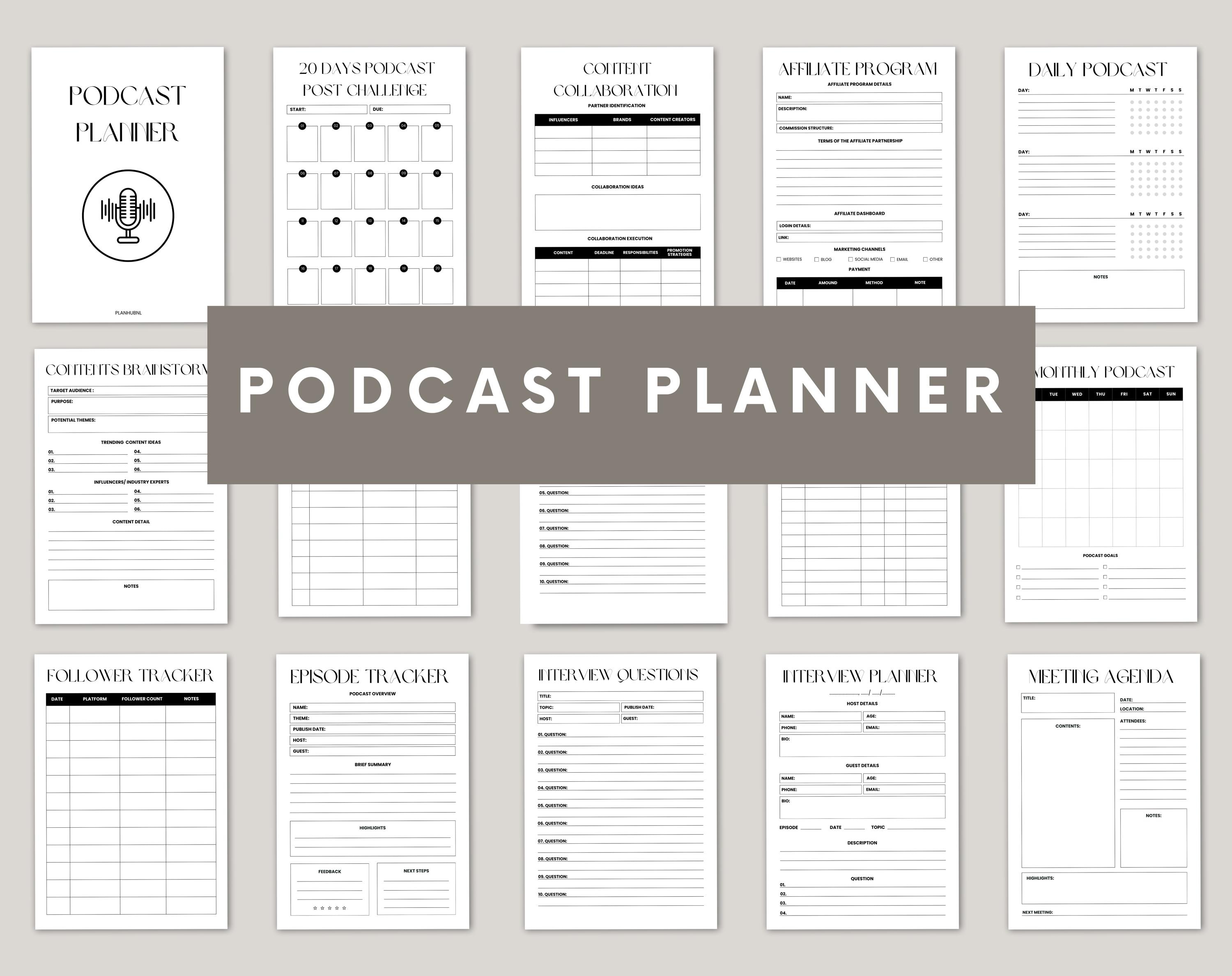 Podcast Planner Printable Podcast Planner Organize Your Podcast Content ...