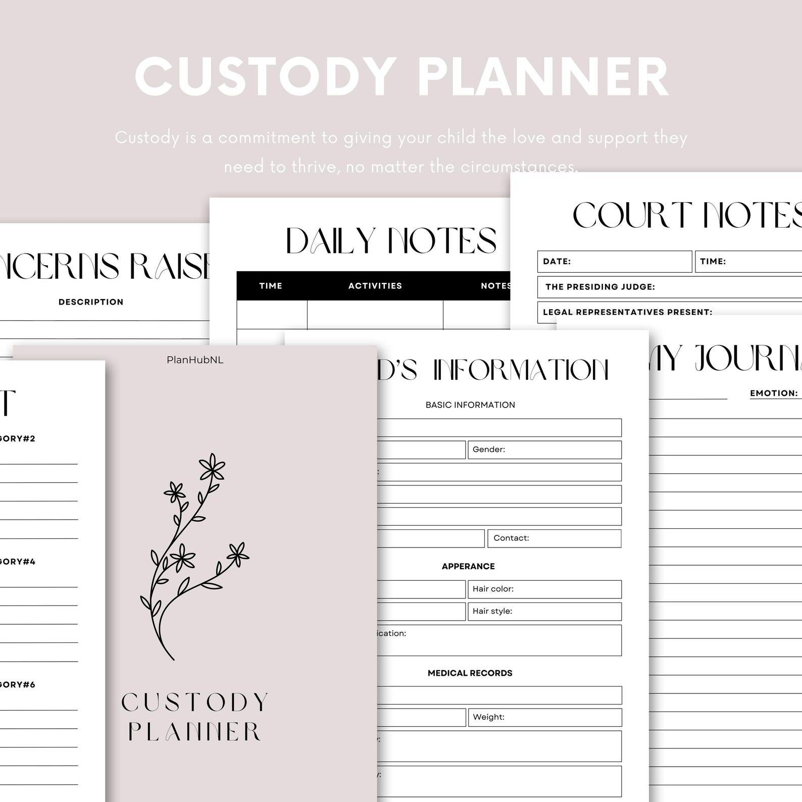Printable Custody Planner, Child Custody Planner, Custody Schedule ...
