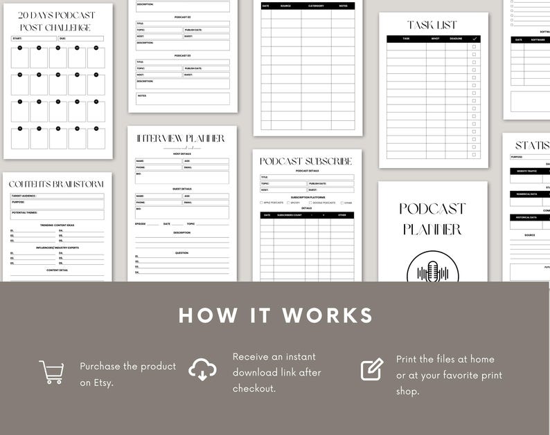 Podcast Planner Printable Podcast Planner Organize Your Podcast Content ...