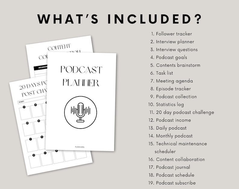Podcast Planner Printable Podcast Planner Organize Your Podcast Content ...