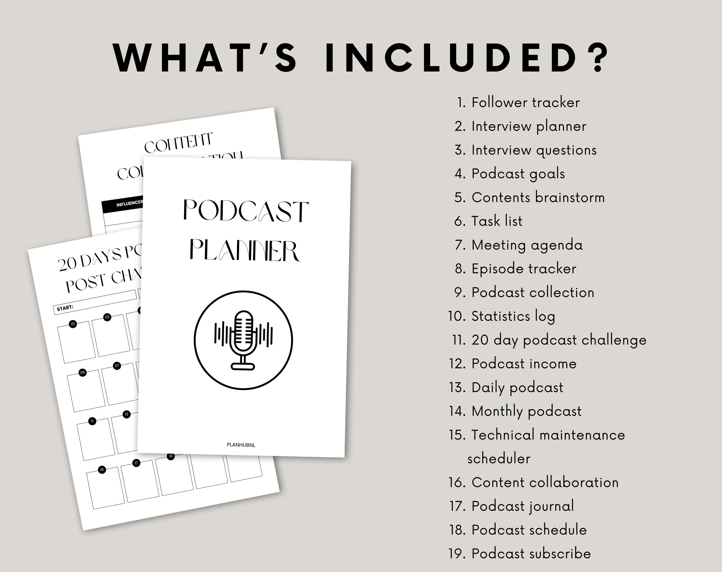 Podcast Planner Printable Podcast Planner Organize Your Podcast Content ...
