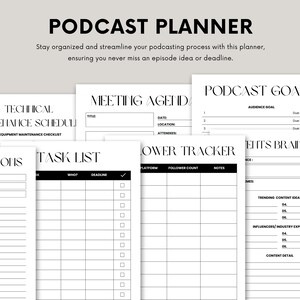 Podcast Planner Printable Podcast Planner Organize Your Podcast Content ...