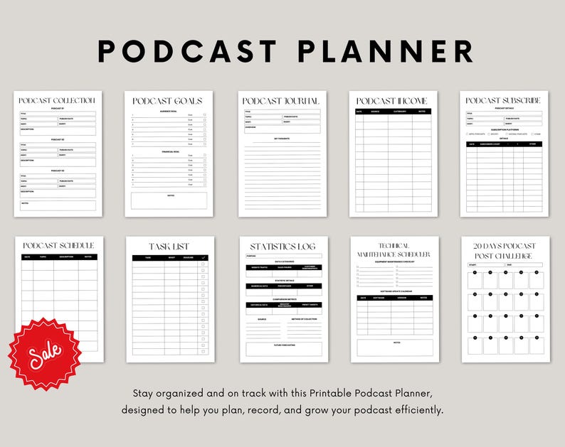 Podcast Planner Printable Podcast Planner Organize Your Podcast Content ...
