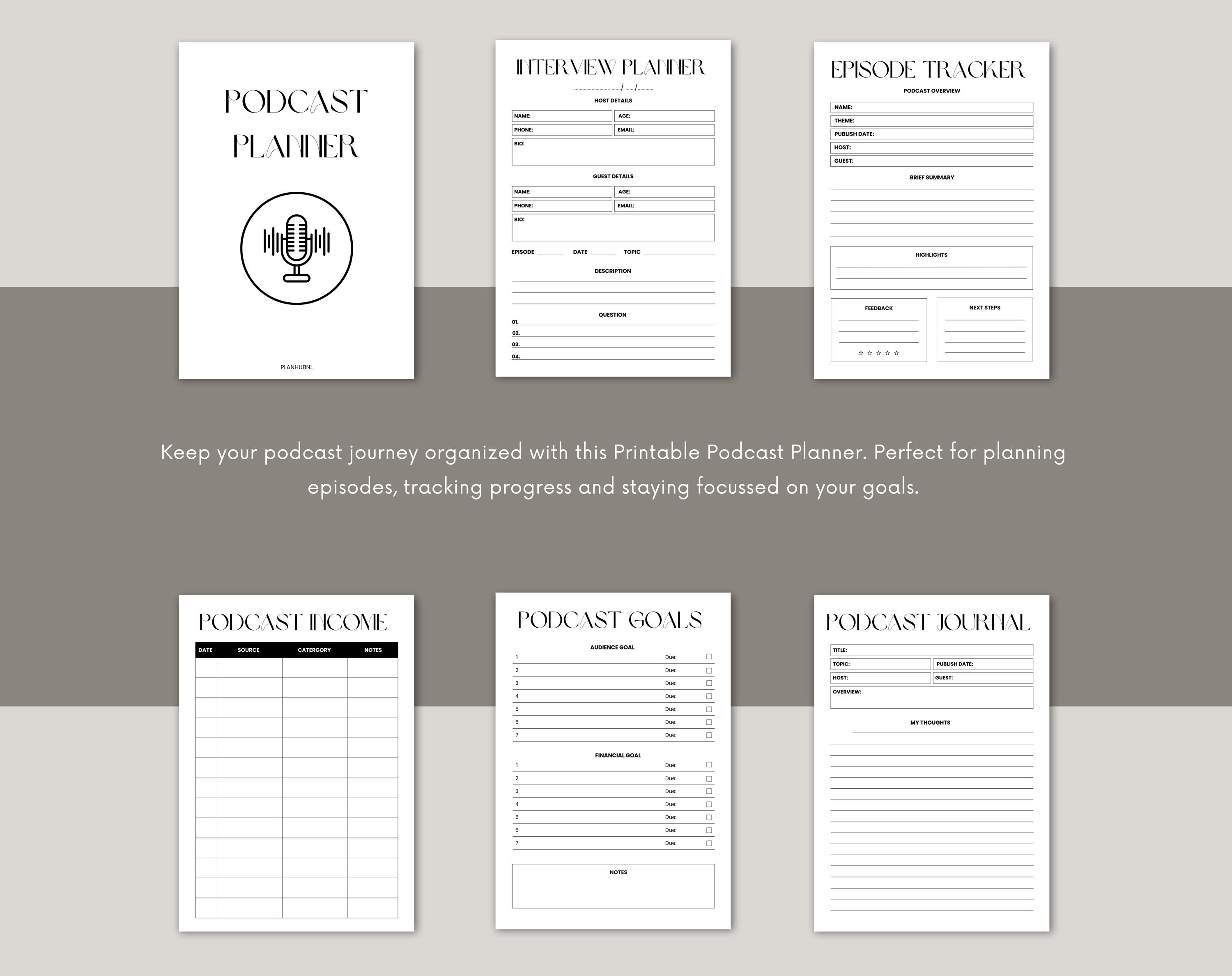 Podcast Planner Printable Podcast Planner Organize Your Podcast Content ...