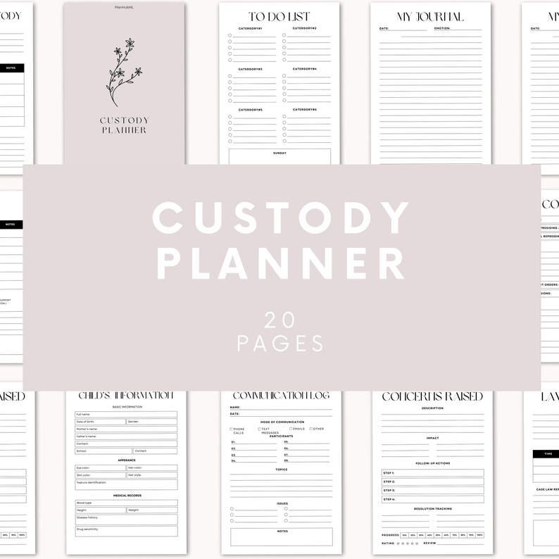 Printable Custody Planner, Child Custody Planner, Custody Schedule ...