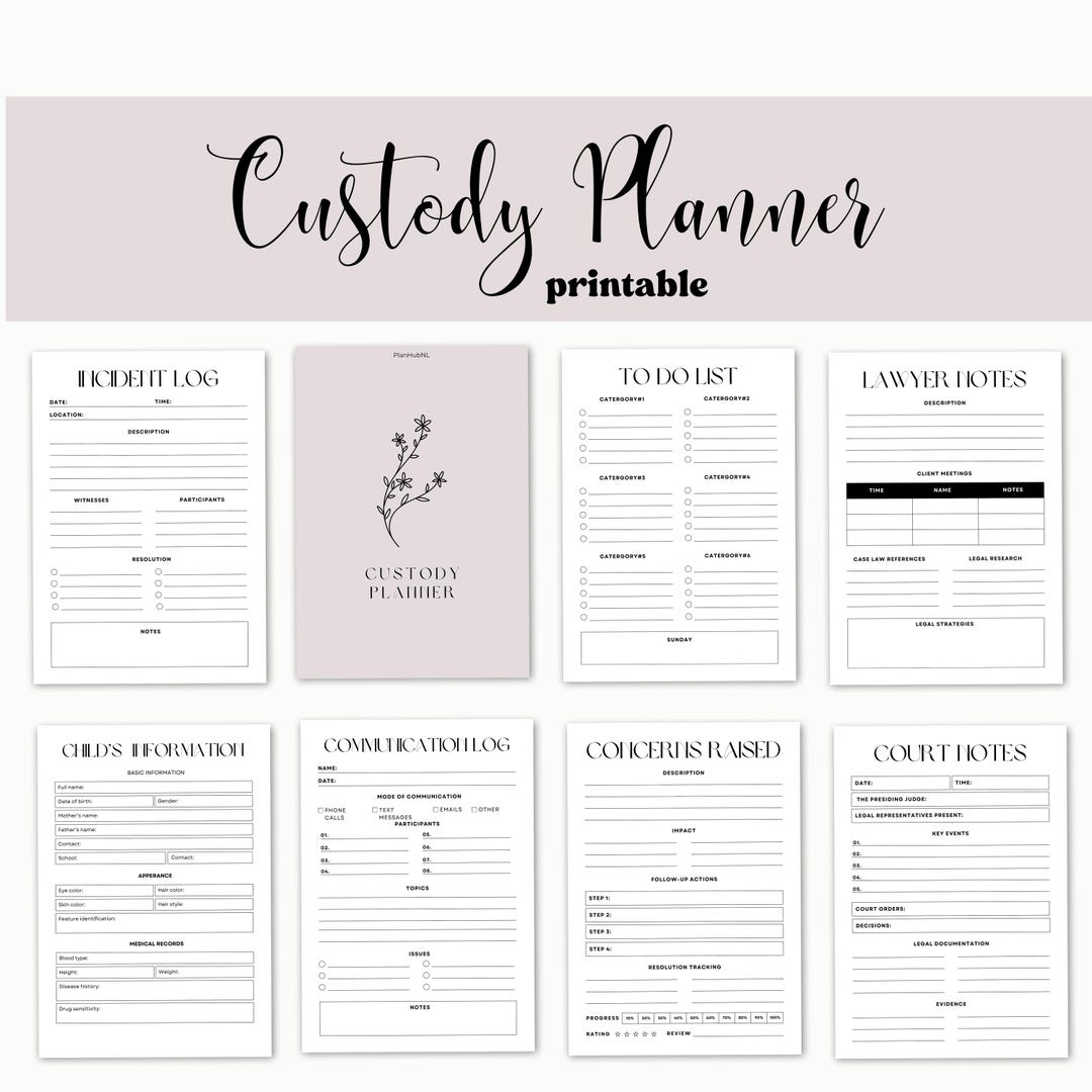 Printable Custody Planner, Child Custody Planner, Custody Schedule ...