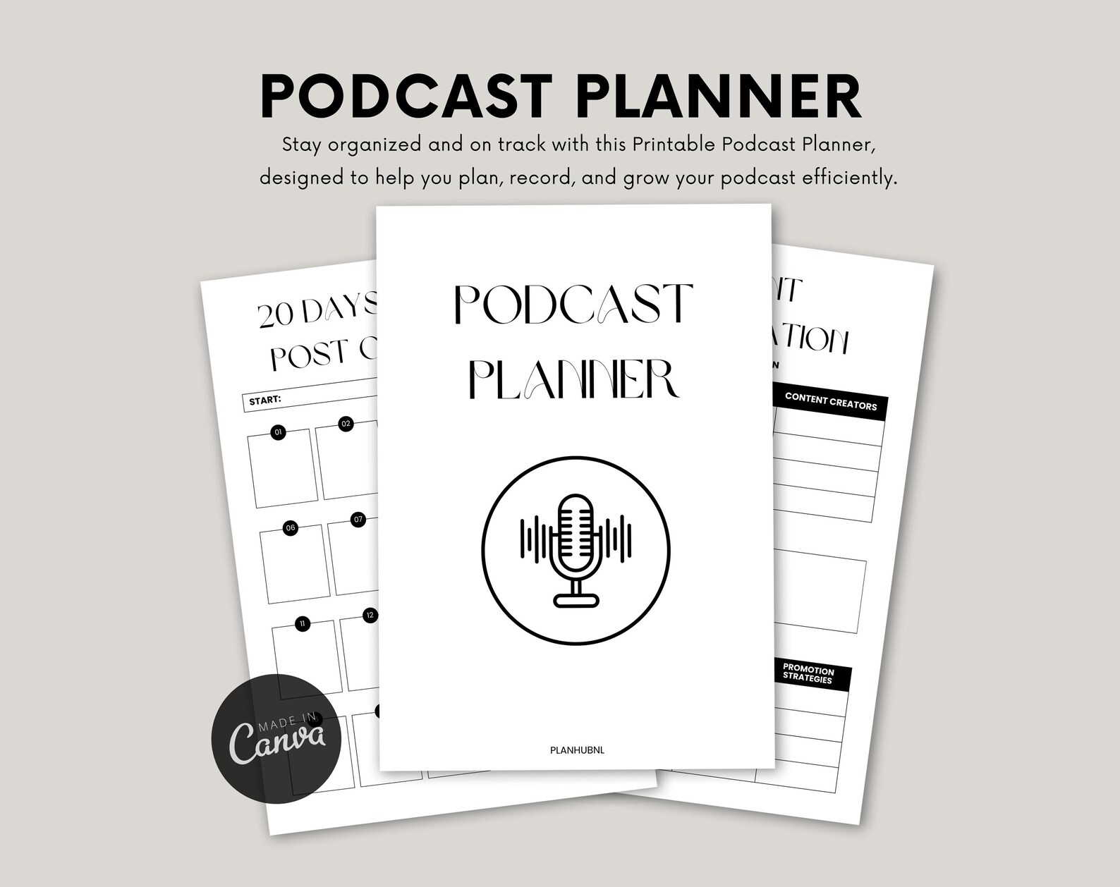 Podcast Planner Printable Podcast Planner Organize Your Podcast Content ...
