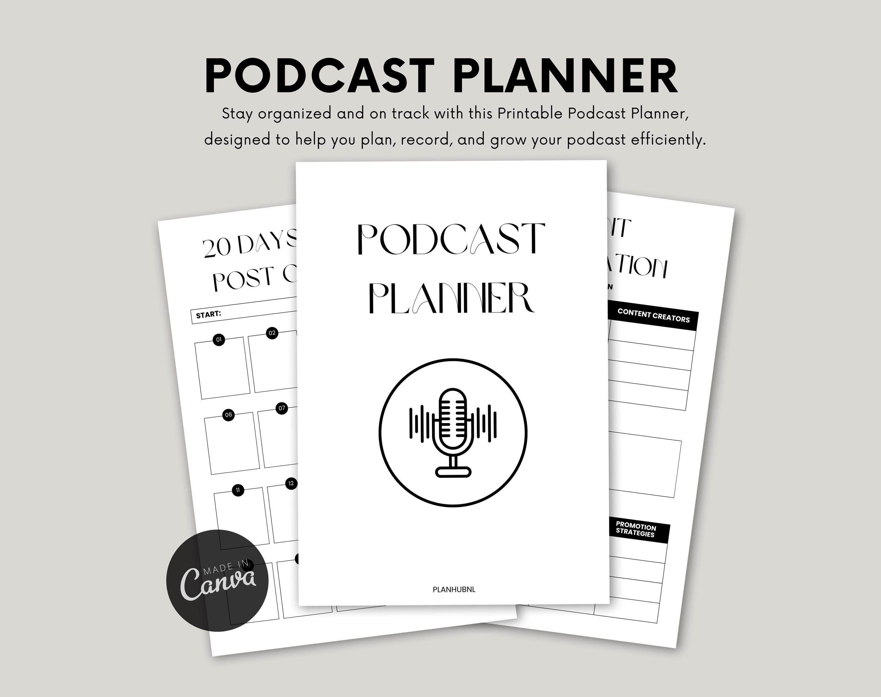 Podcast Planner Printable Podcast Planner Organize Your Podcast Content ...