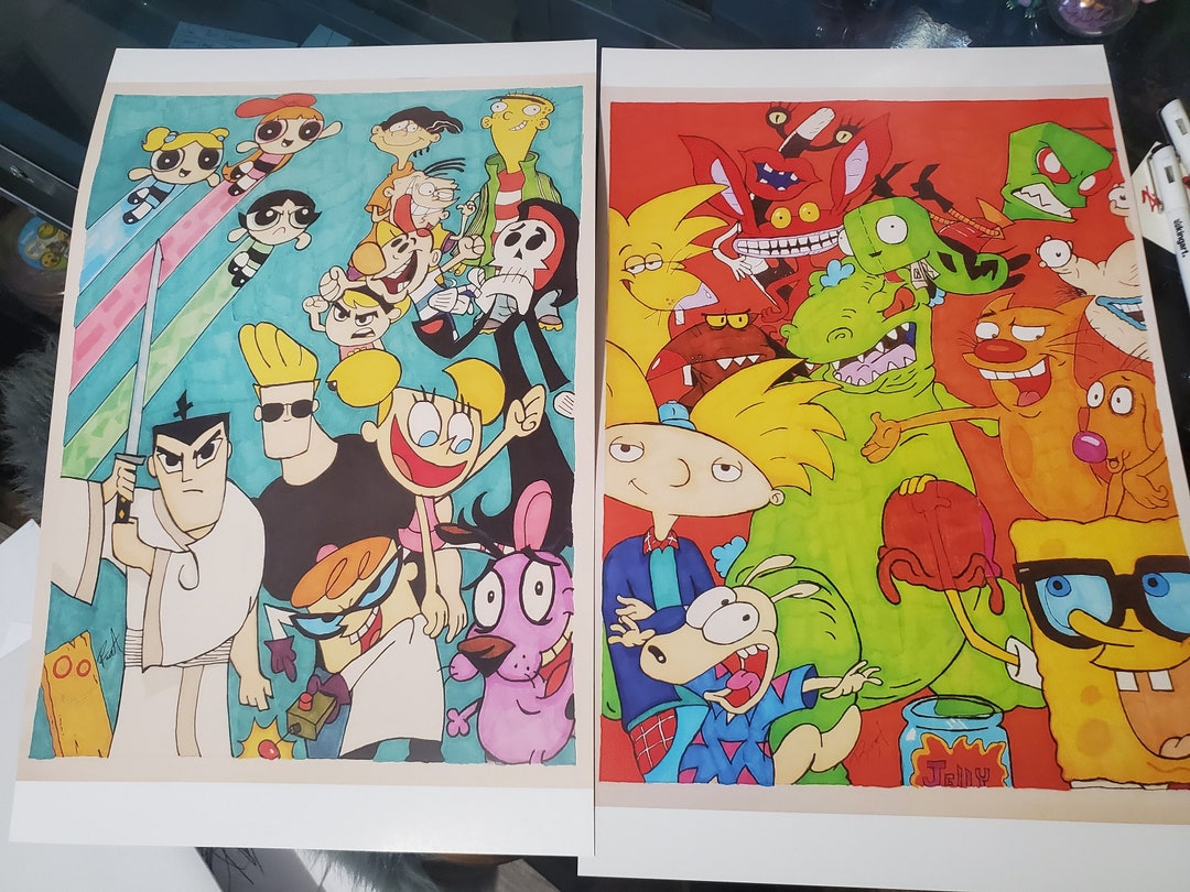 90s Cartoon Nostalgia Sketch 2 Print Bundle Fan Art 11x17 Prints - Etsy